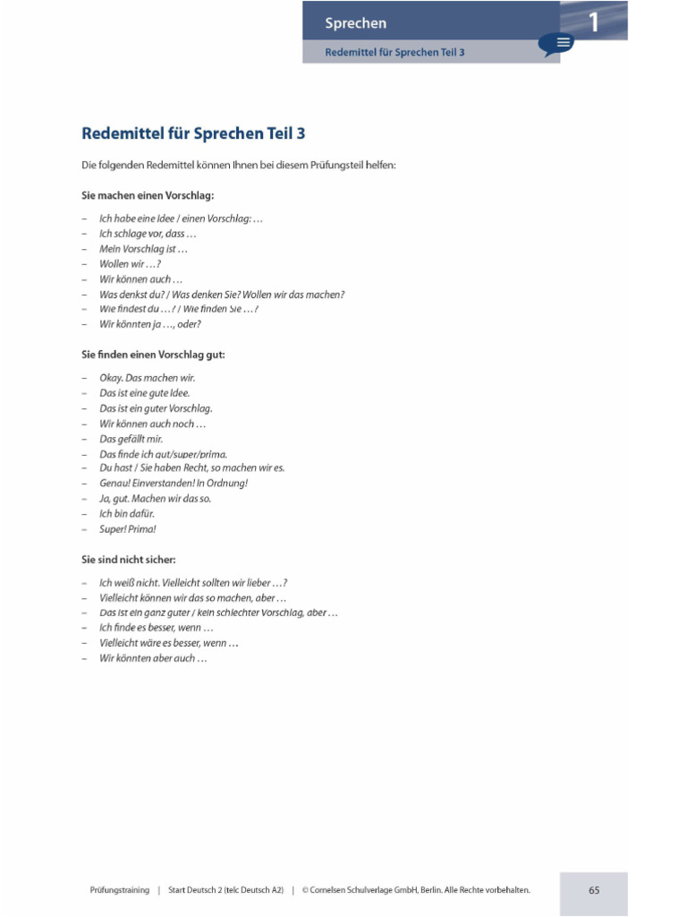 Redemittel sprechen teil 3_A2 | PDF