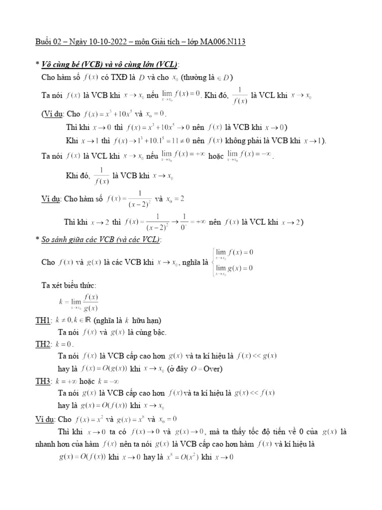 Buoi 02 Ngay 10 10 2022 Mon Giai Tich MA006.N113 | PDF