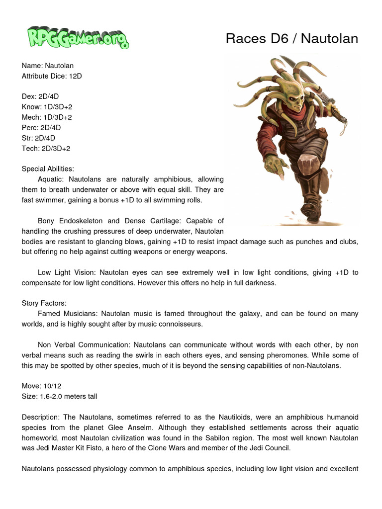 Nautolan Species Overview in Star Wars | PDF | Sith | Jedi
