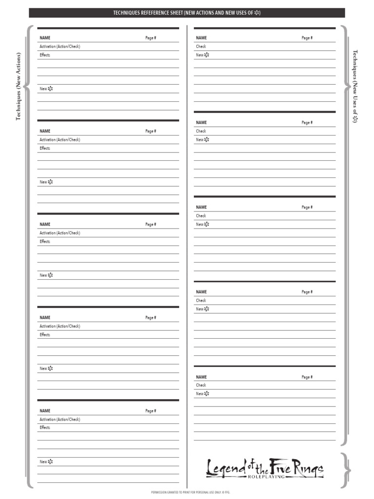 l5r02 - Techniques Reference Sheets | PDF | Printing | Publishing