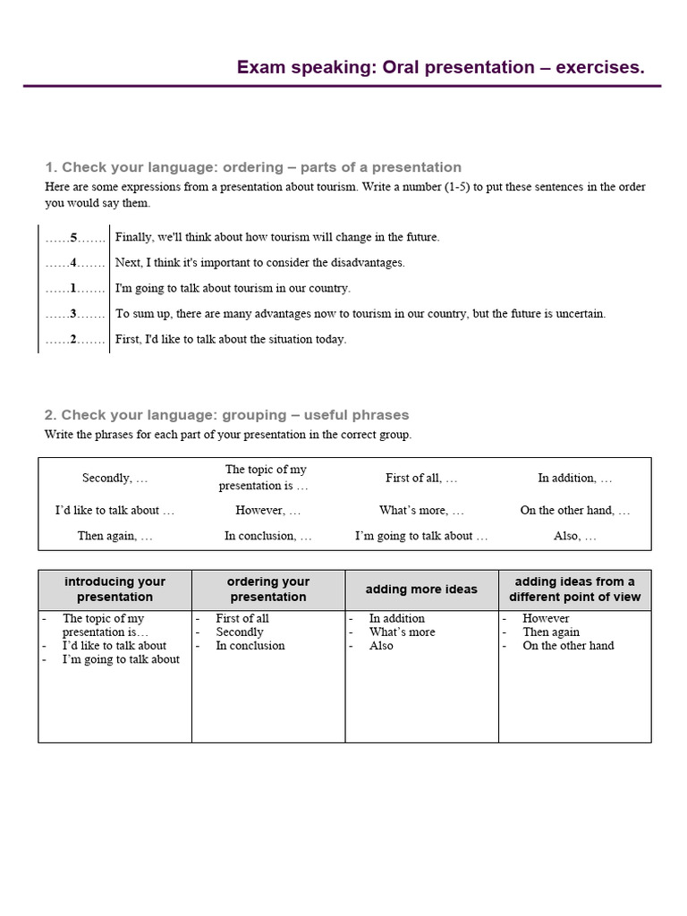 Oral Presentation Exercise | PDF