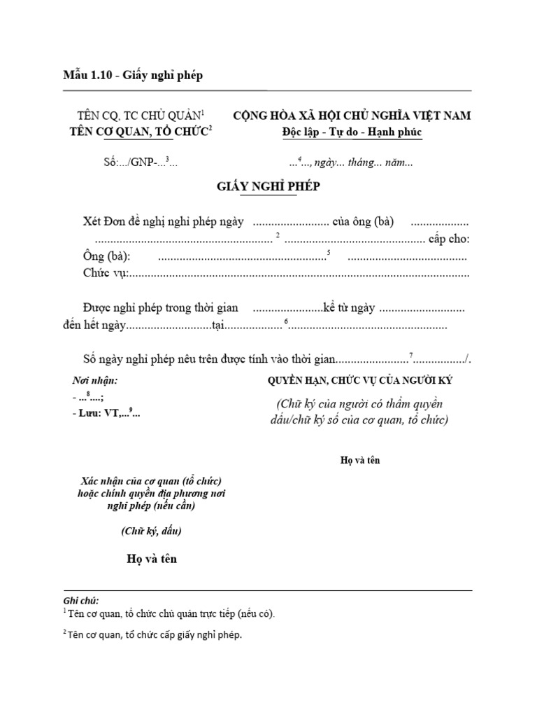 Don Xin Nghi Phep | PDF