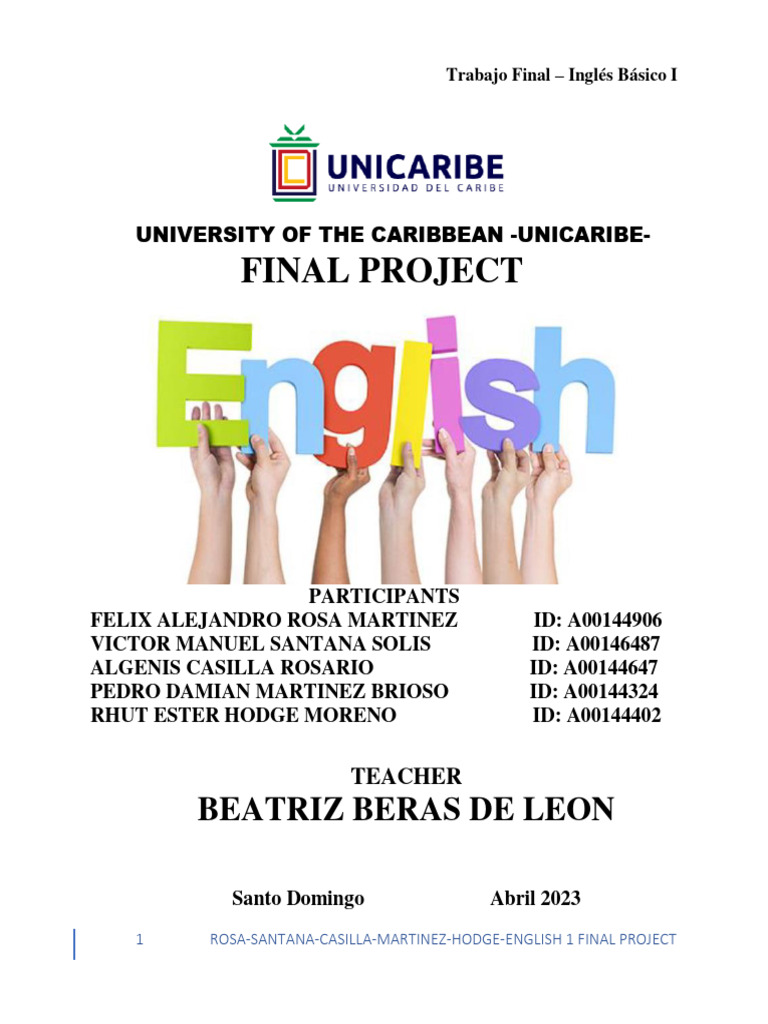 Final Project: Basic English I | PDF