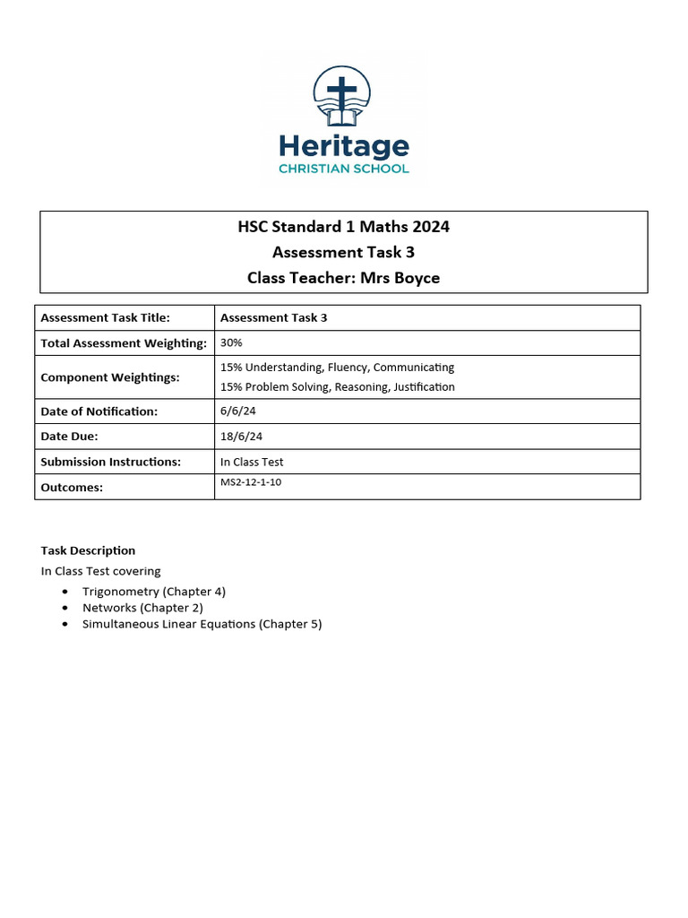 Standard 1 Assessment Task | PDF | Mathematics | Knowledge