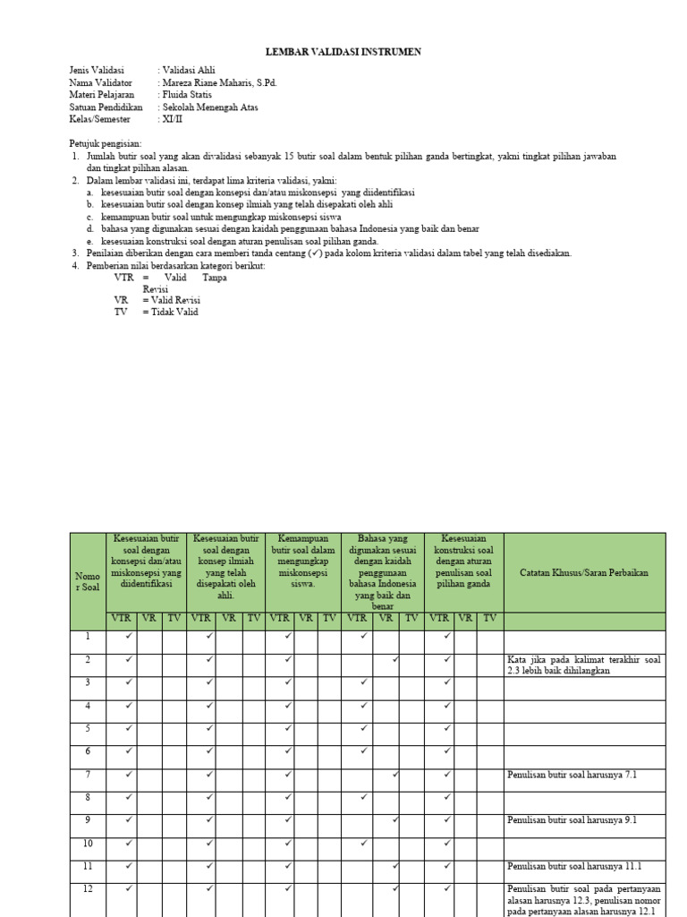 Lembar Validasi Instrumen Fs5tt Pdf