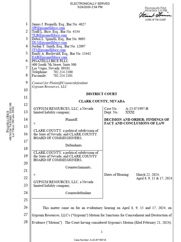 Gypsum District Court Order | PDF | Legal Procedure | Justice