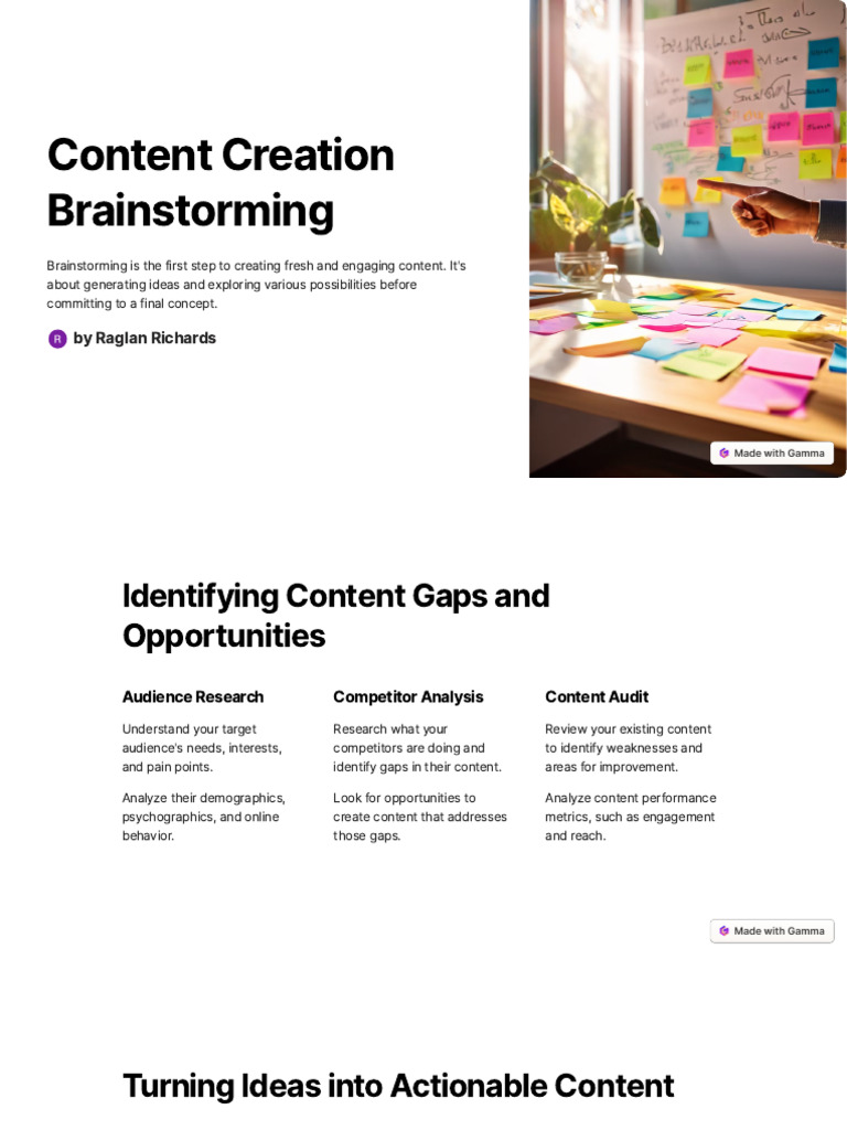 Content Creation Brainstorming | PDF