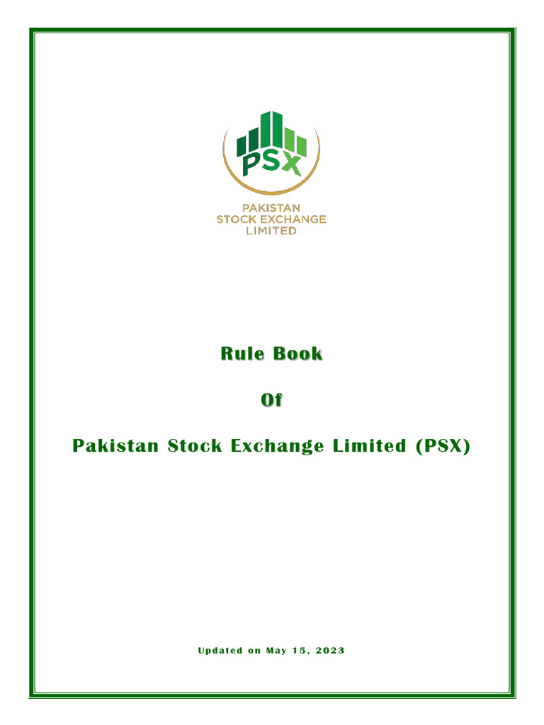 PSX Rulebook - NTS 2023 (May 15, 2023) | PDF | Securities (Finance) | Regulatory Compliance