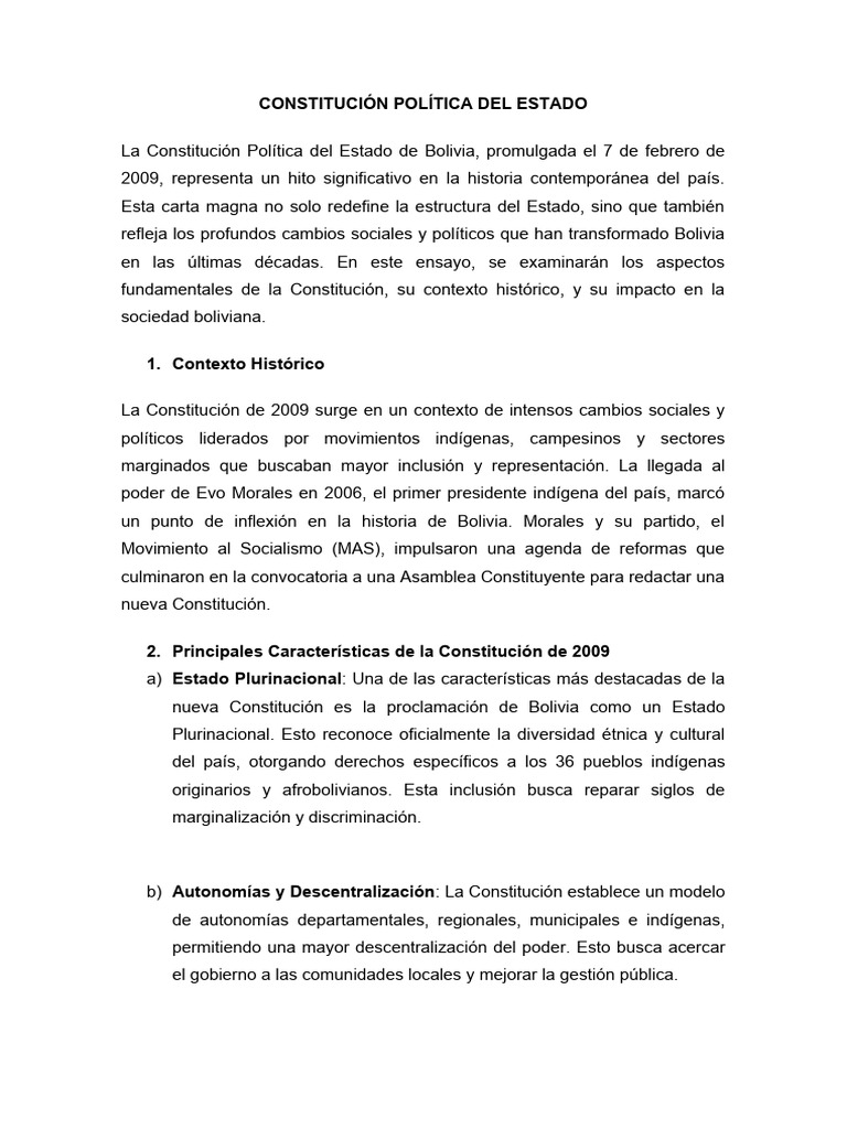 Constitución Política Del Estado Descargar Gratis Pdf Constitución