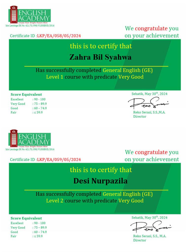 Sertifikat GE BATCH 2. | PDF