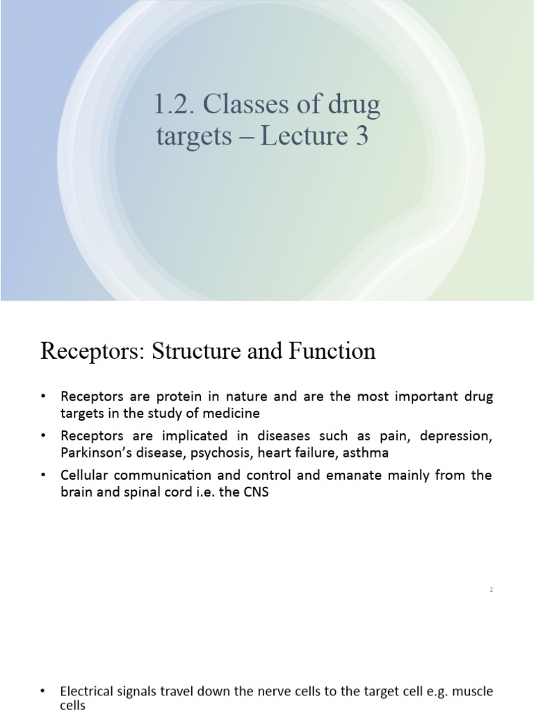 1.2. Classes of Drug Targets | PDF | Receptor (Biochemistry) | Neurotransmitter