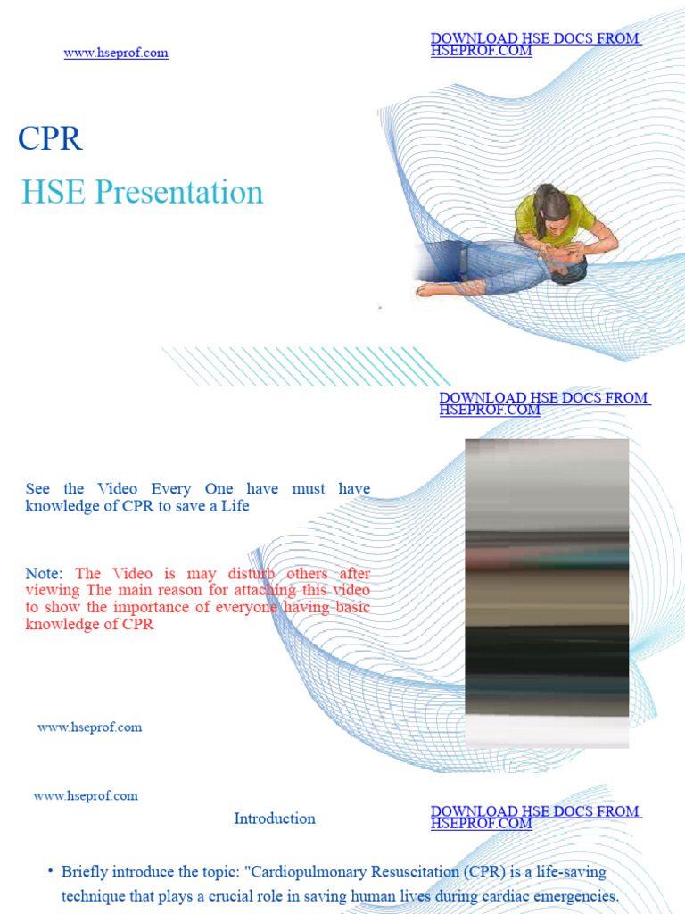 HSE Presentation On CPR | PDF | Cardiopulmonary Resuscitation | Medical Emergencies