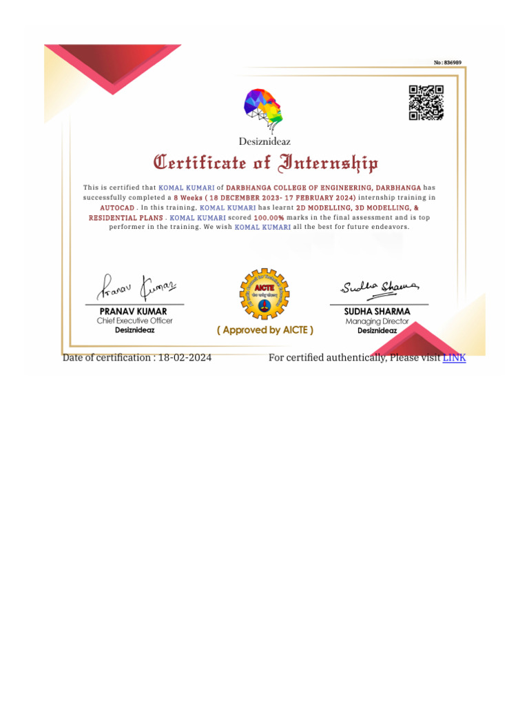 KOMAL Certificate | PDF