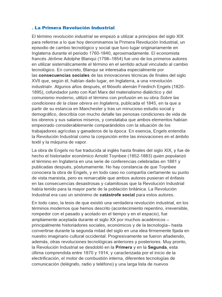 La Primera Revolución Industrial | PDF | Revolución industrial ...
