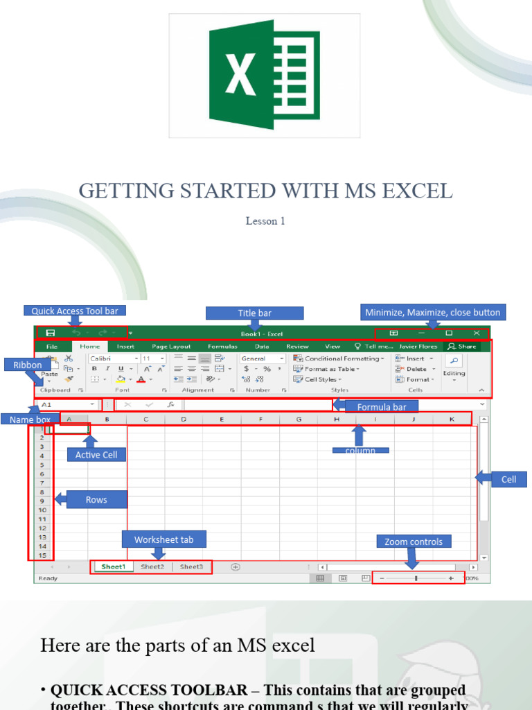 Lesson 1 - Getting Started With MS Excel | PDF Lesson 1 - Getting Started With MS Excel | PDF