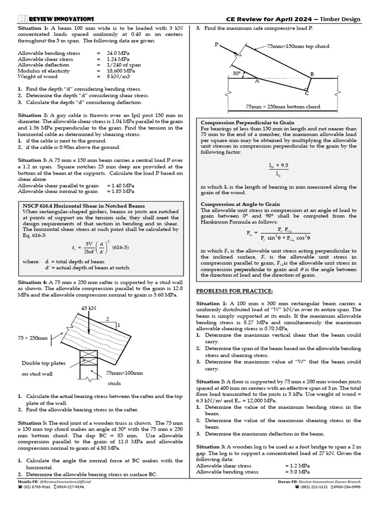 Timber Design Problems and Solutions | PDF | Stress (Mechanics) | Bending