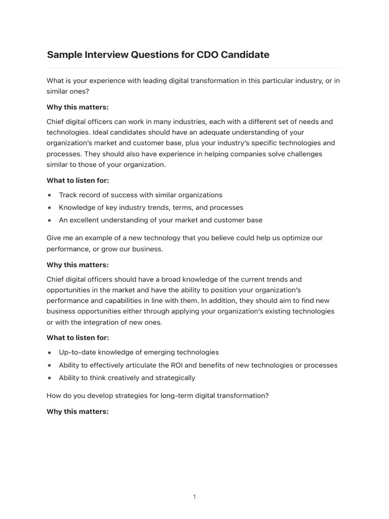 CDO Interview Questions Guide | PDF | Agile Software Development ...