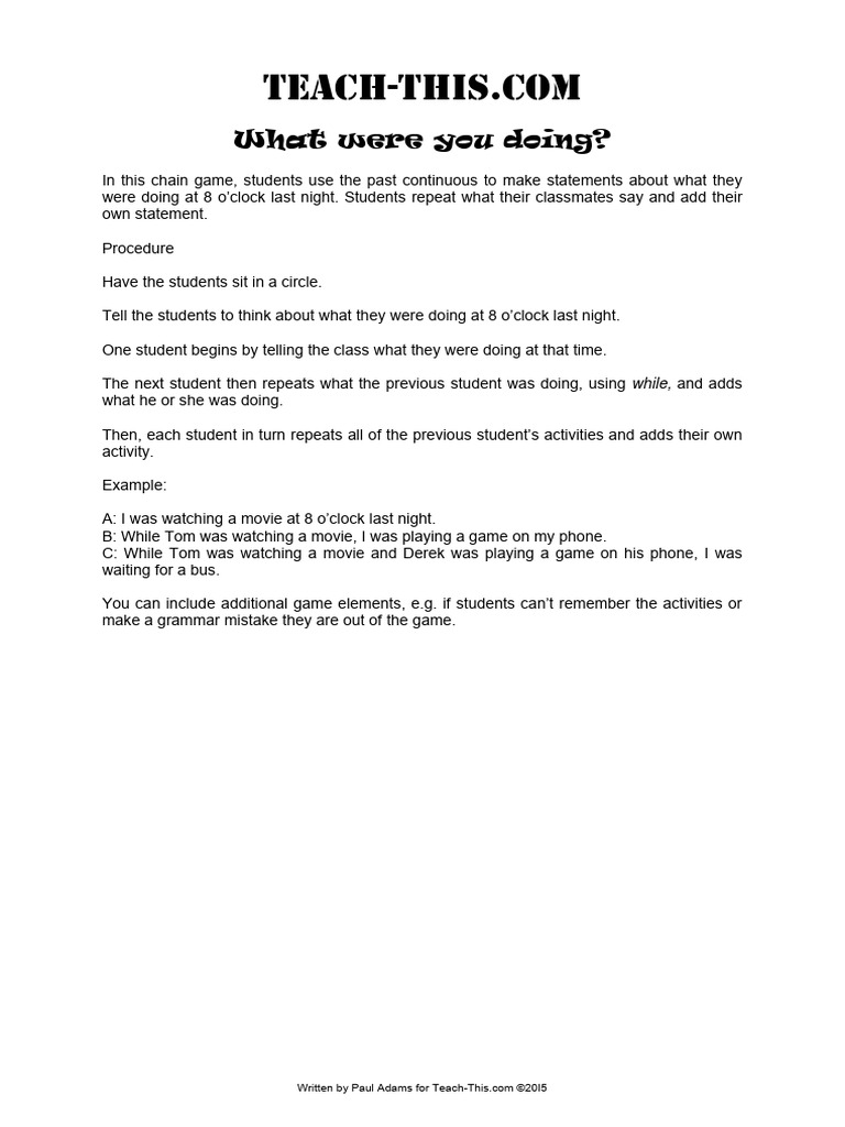 What Were You Doing | PDF