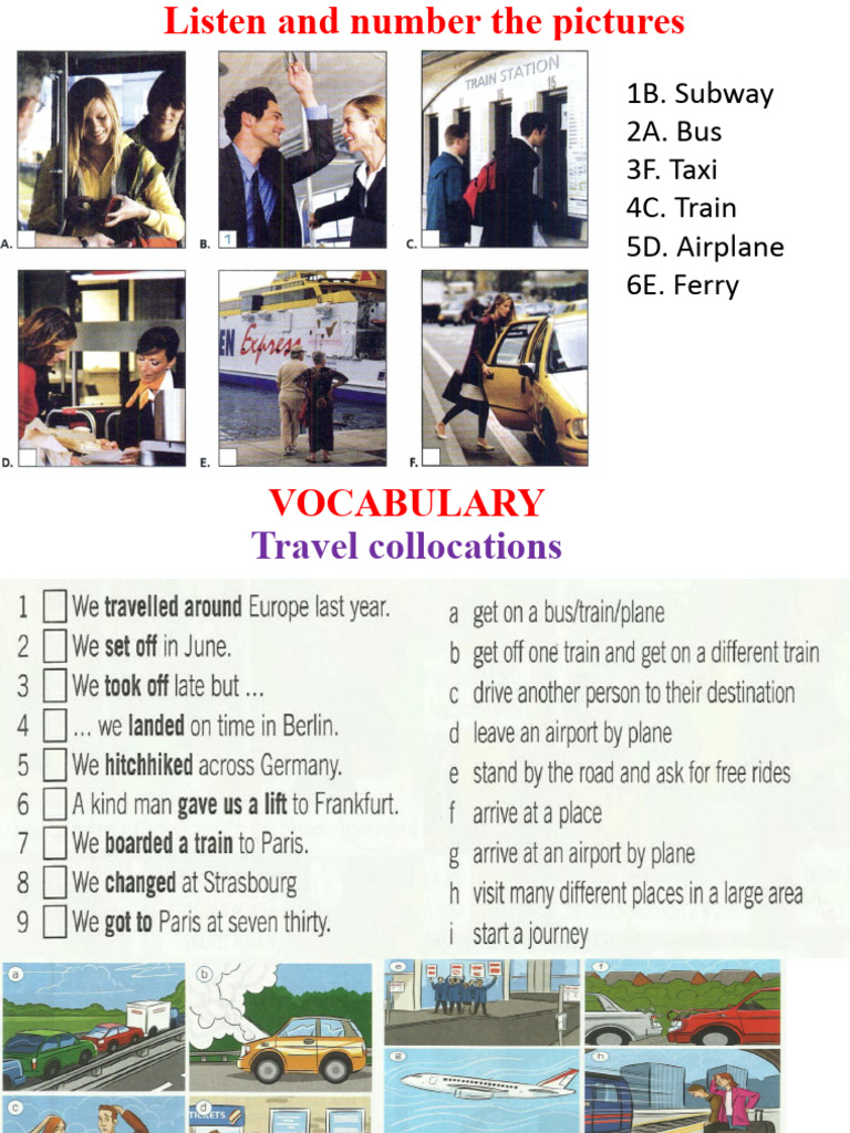 Travel Vocabulary and Listening Exercise | PDF