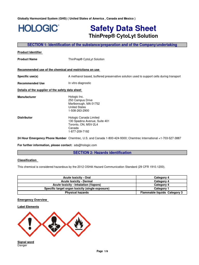 Thinprep Cytolyt Solution MTR Hol1 en | PDF | Toxicity | Superfund
