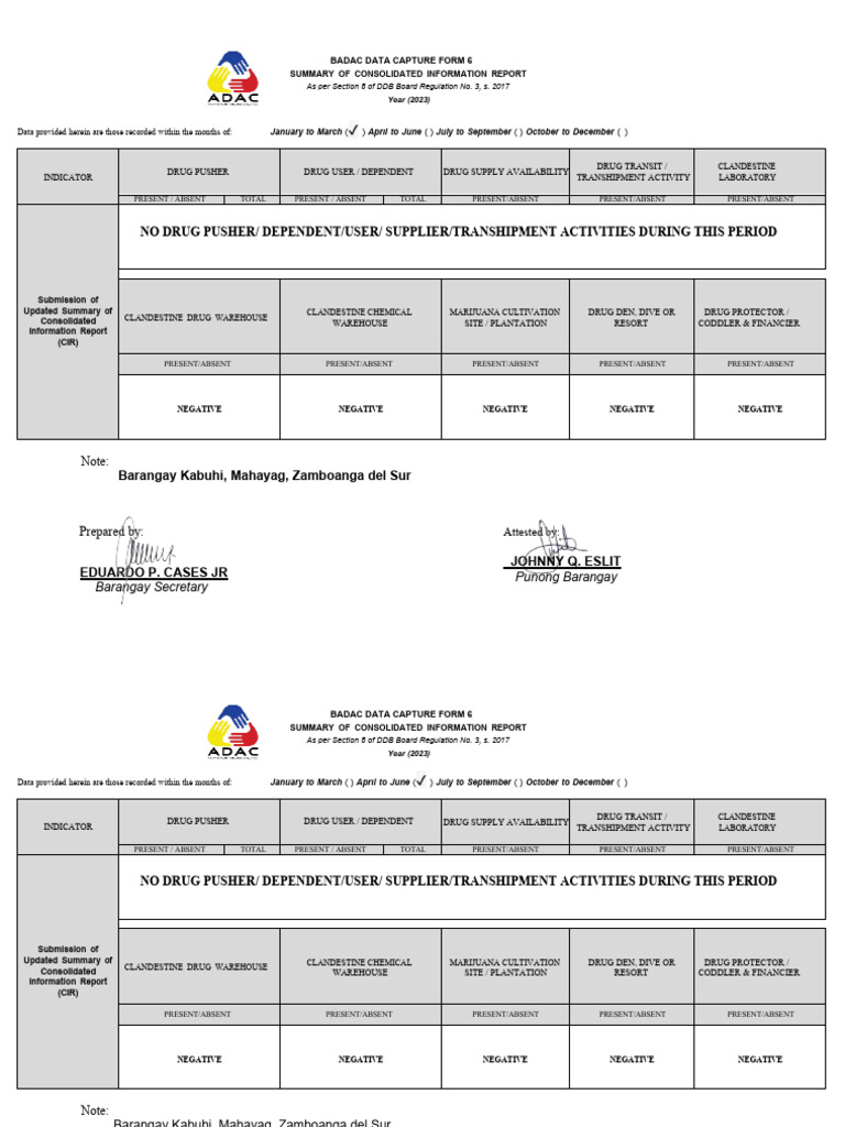 BADAC Consolidated Information Report | PDF | Illegal Drug Trade | Drugs