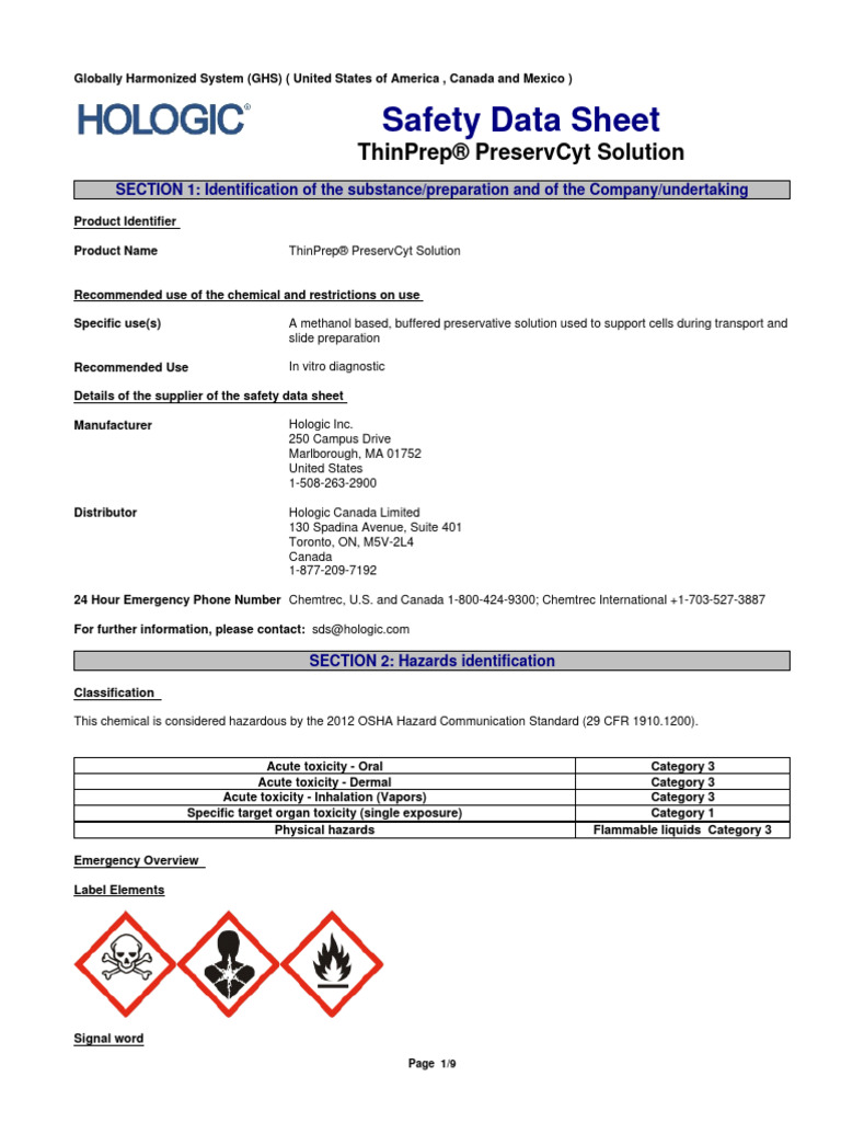 Thinprep Preservcyt Solution MTR Hol1 en | PDF | Toxicity | Superfund