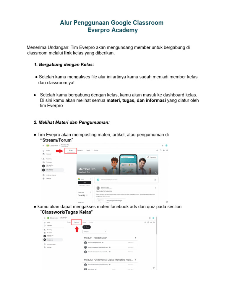 Alur Penggunaan Google Classroom | PDF | Seni