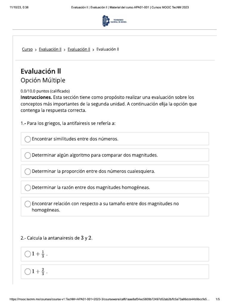 Evaluacion Unidad Dos Sin Contestar | PDF