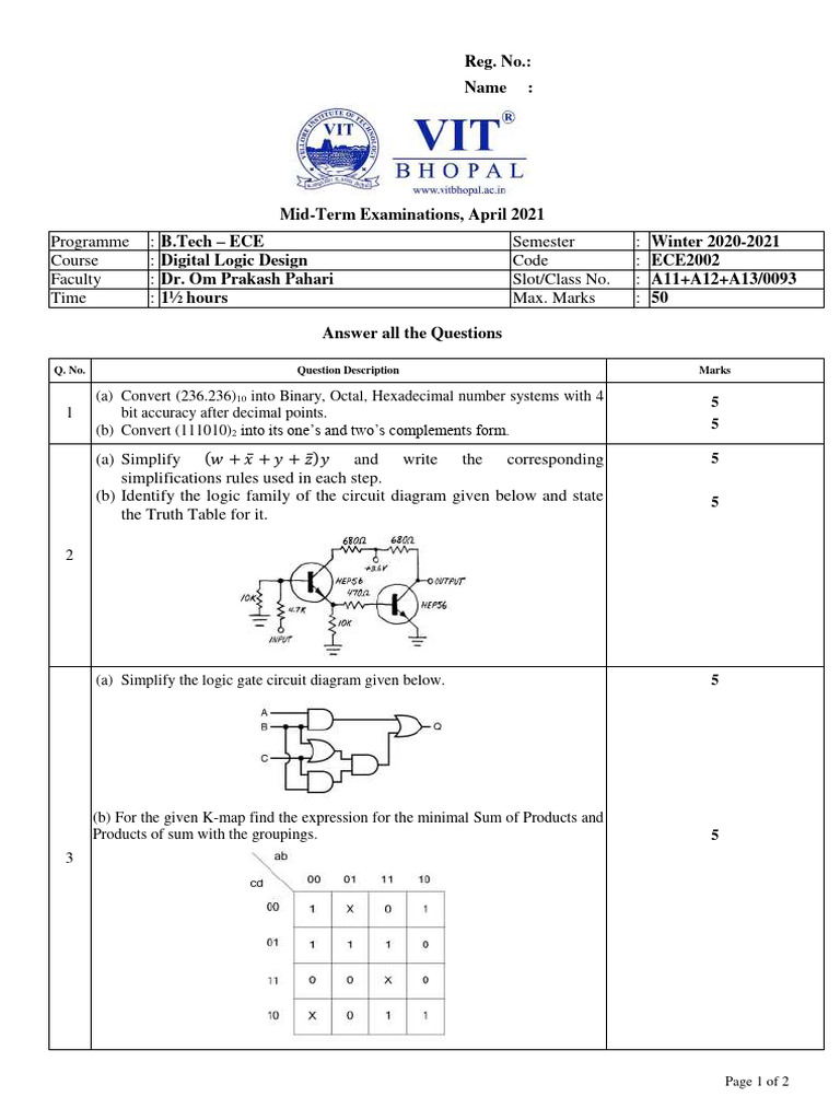 ECE2002 - Digital Logic Design - Dr. Om Prakash Pahari-2 | PDF | Computers | Technology ...