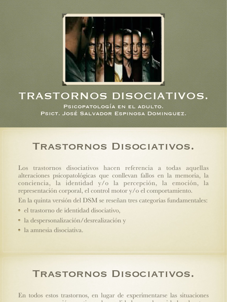 7° Trastornos Disociativos | PDF | Disociación (psicología) | Trastorno ...