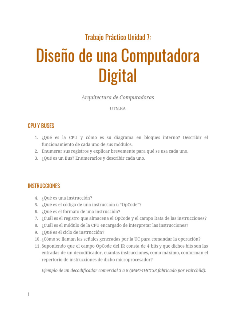 Trabajo Práctico U7 | PDF | Unidad Central de procesamiento | Poco