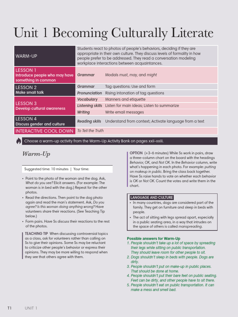Unit 1: Cultural Literacy in Communication | PDF | Question | Accent ...
