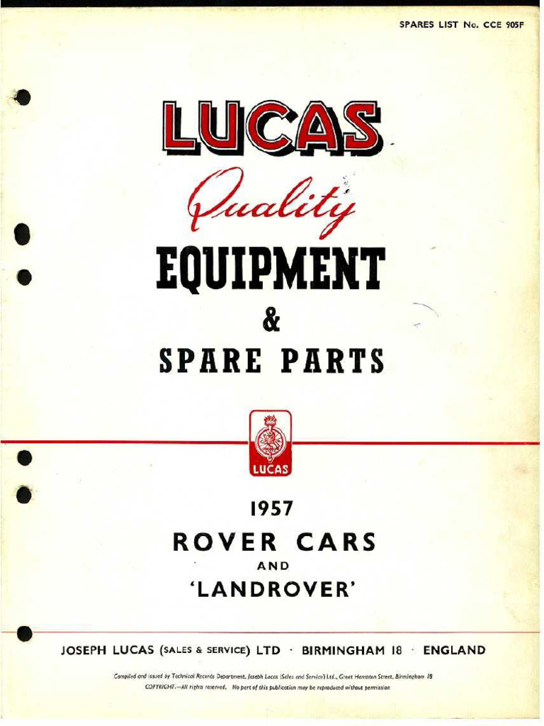 1957 Lucas Parts | PDF