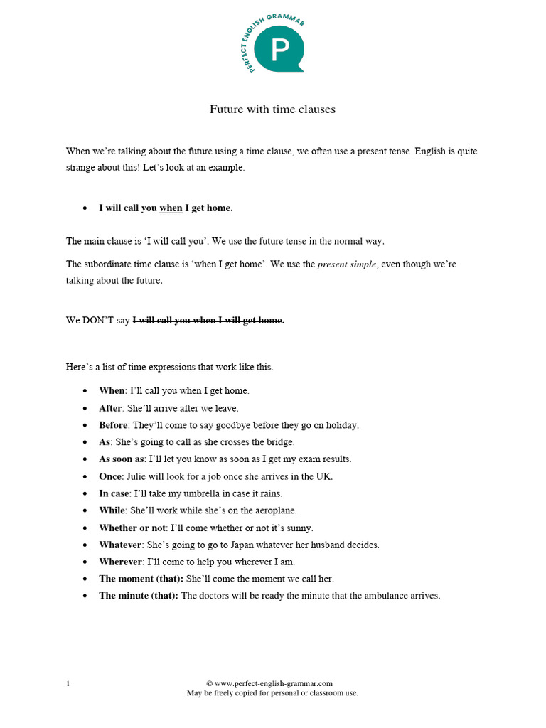 Future with time clauses | PDF | Linguistic Morphology | Language Mechanics