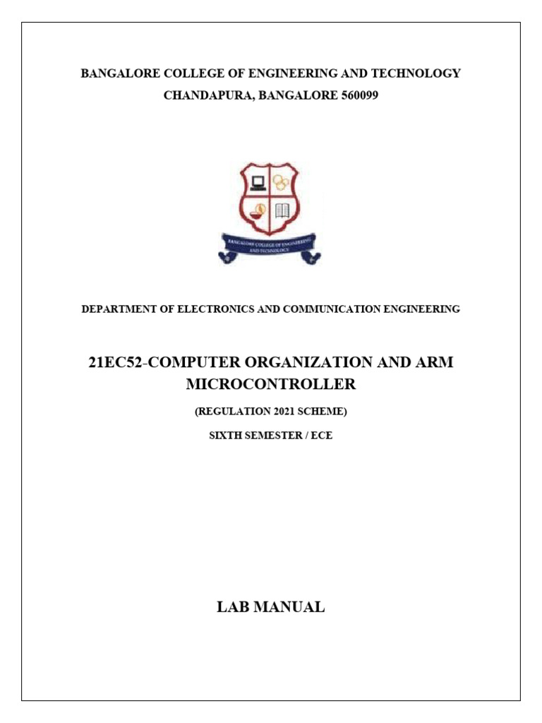 Coarm Lab Manual Vtu 5th Sem 21 Scheme | PDF | Bit | Computing