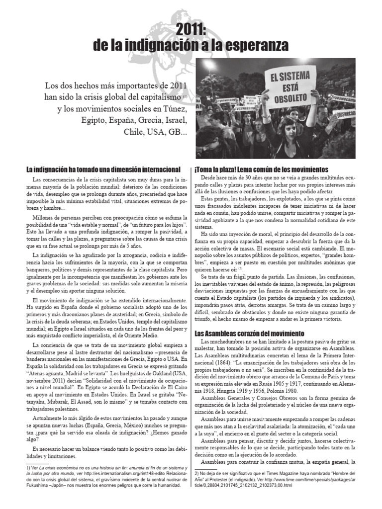 De La Indignacion A La Esperanza - CCI | PDF | Democracia | Ideologías ...