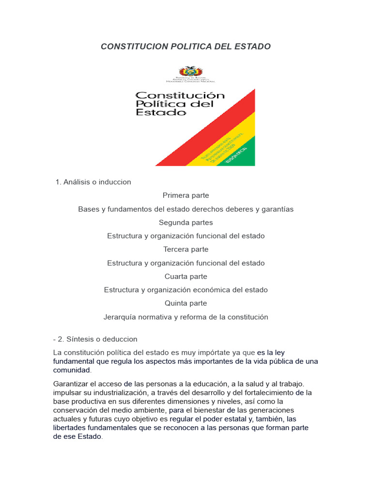 Constitucion Politica Del Estado Pdf Constitución Estado Política