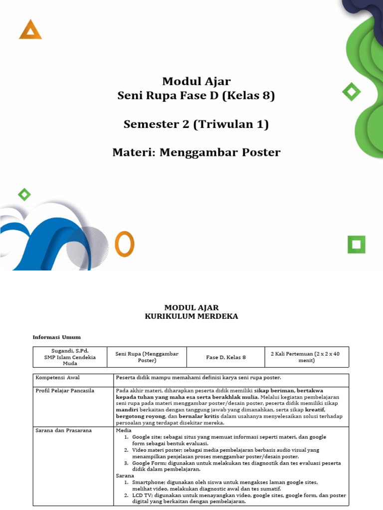 Modul Menggambar Poster Kelas 8 | PDF