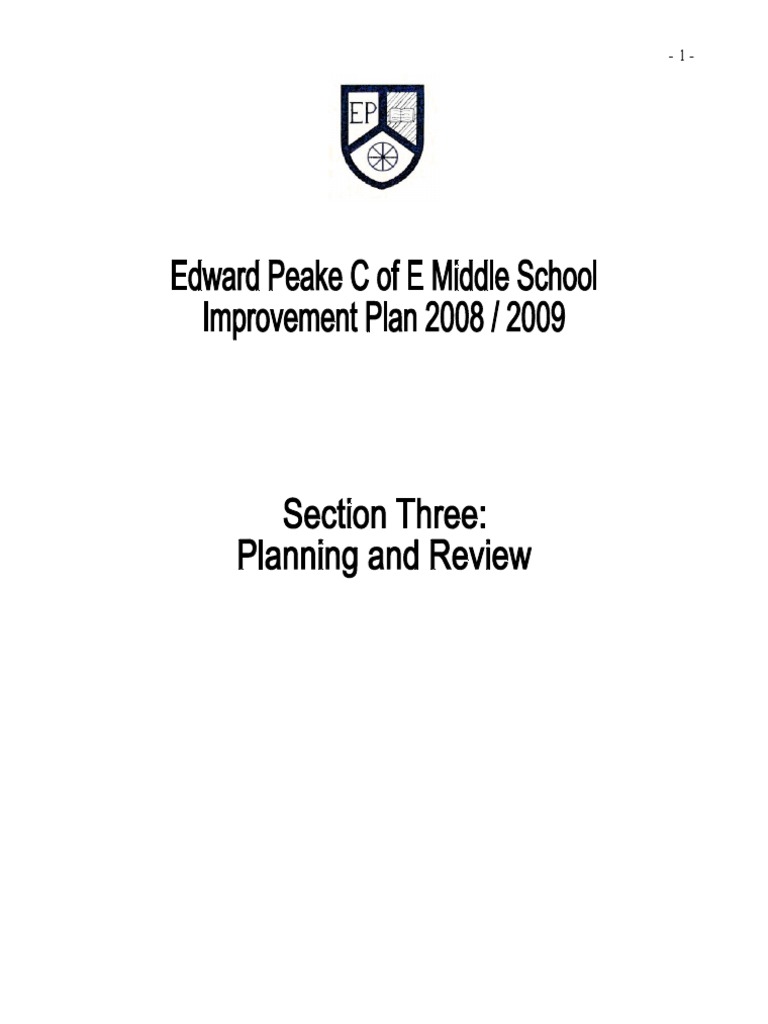 Edward Peake C of E Middle School: School Improvement Plan 2008/2009 ...