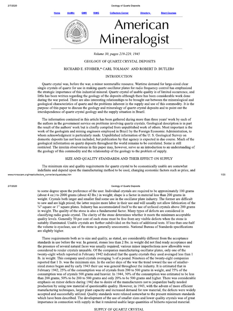 Geology of Quartz Crystal Deposits | PDF