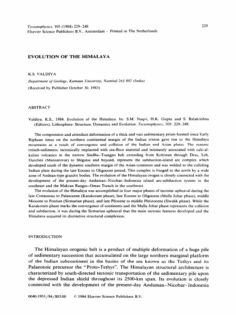 Himalayan Evolution Overview | PDF | Plate Tectonics | Himalayas