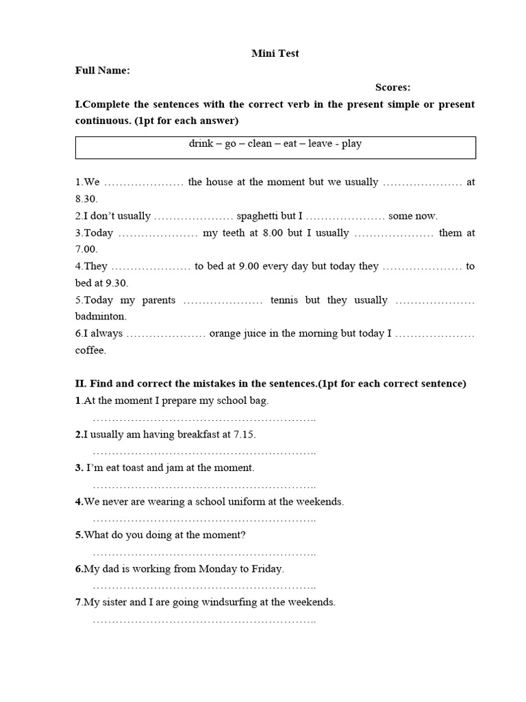 Mini Test Junior | PDF