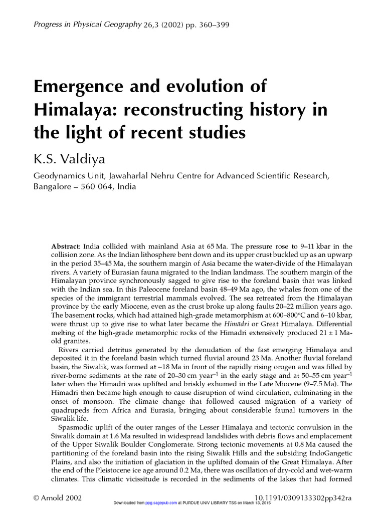 Evolution of the Himalaya: A Geological Overview | PDF | Earth Sciences ...