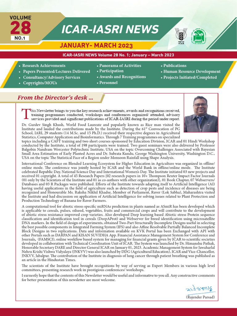 IASRI News January-March 2023 - 280723 | PDF | Cross Validation ...