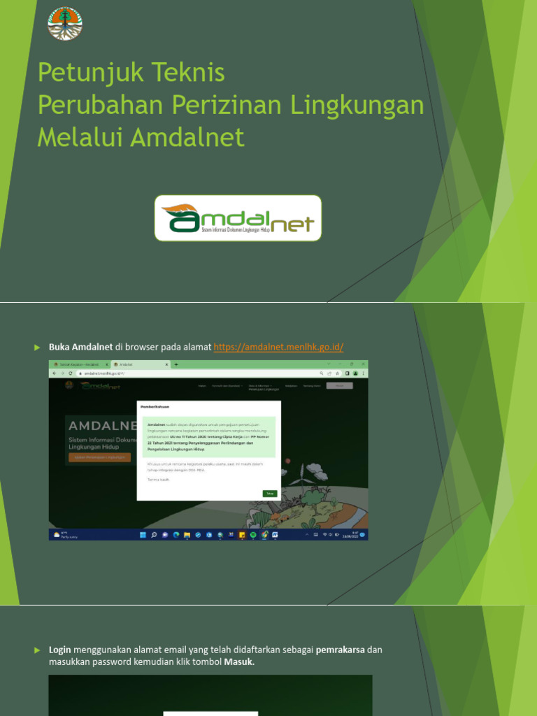 Panduan Perubahan Perizinan Amdalnet | PDF