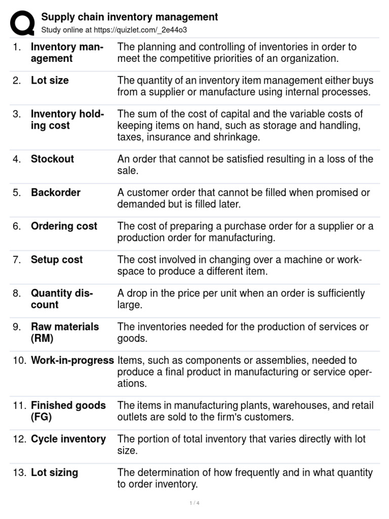 Supply Chain Inventory Management | PDF | Inventory | Cost