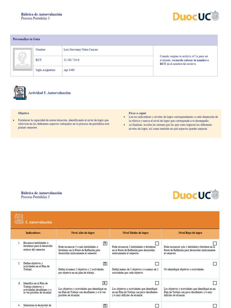 Autoevaluacion - APP3 | PDF | Crecimiento personal y profesional | Finanzas y dinero