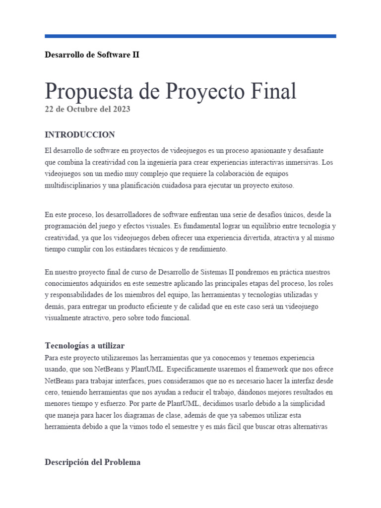 Proyecto Final - Equipo # - Propuesta | PDF | Informática