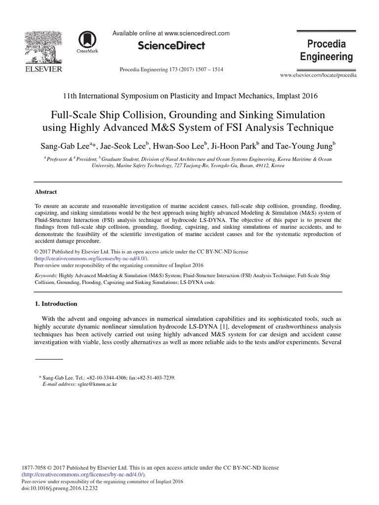 Full-Scale Ship Collision, Grounding and Sinking Simulation | PDF ...