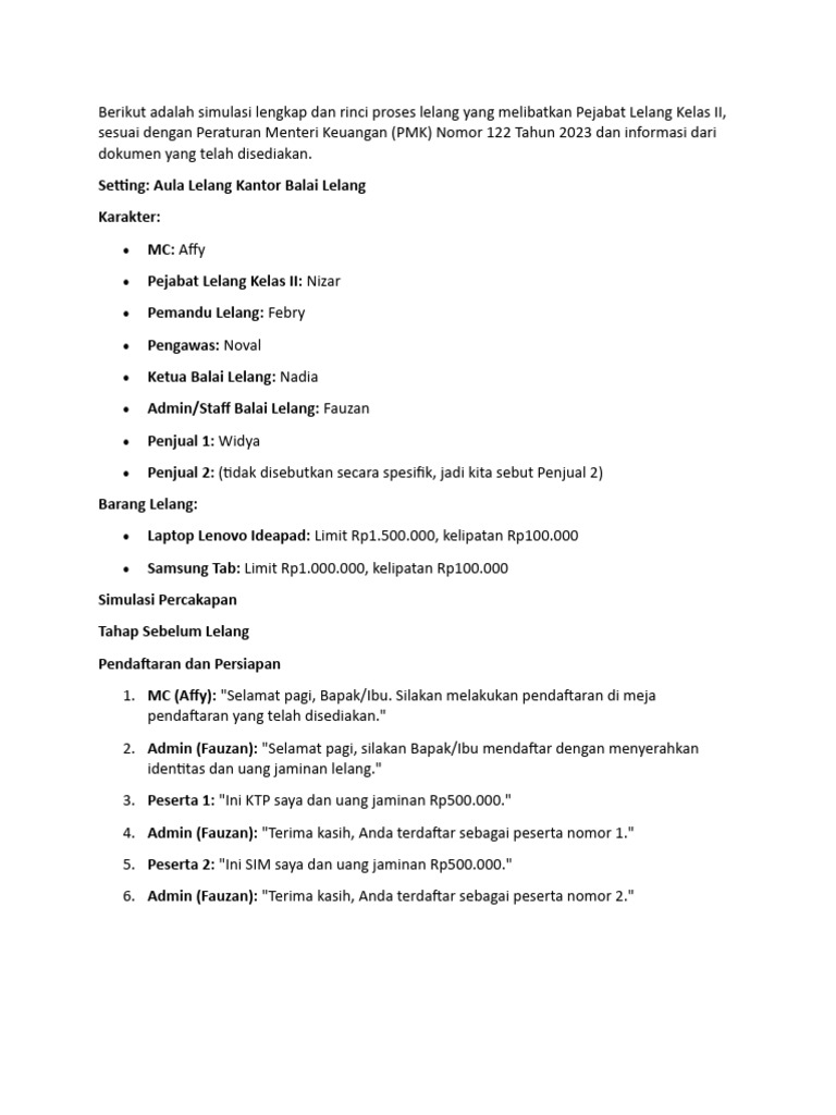 Contoh Simulasi Lelang | PDF | Hukum | Griya & Taman